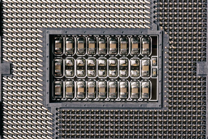 CPU Socket of Computer. Close Up Image with Selective Focus and Top ...