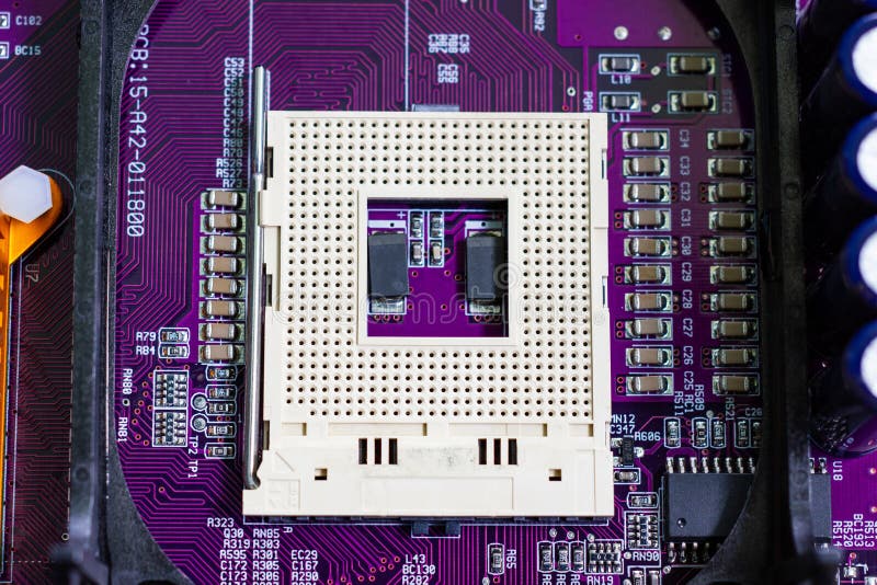 CPU Socket of Computer Mainboard Stock Image - Image of memory ...