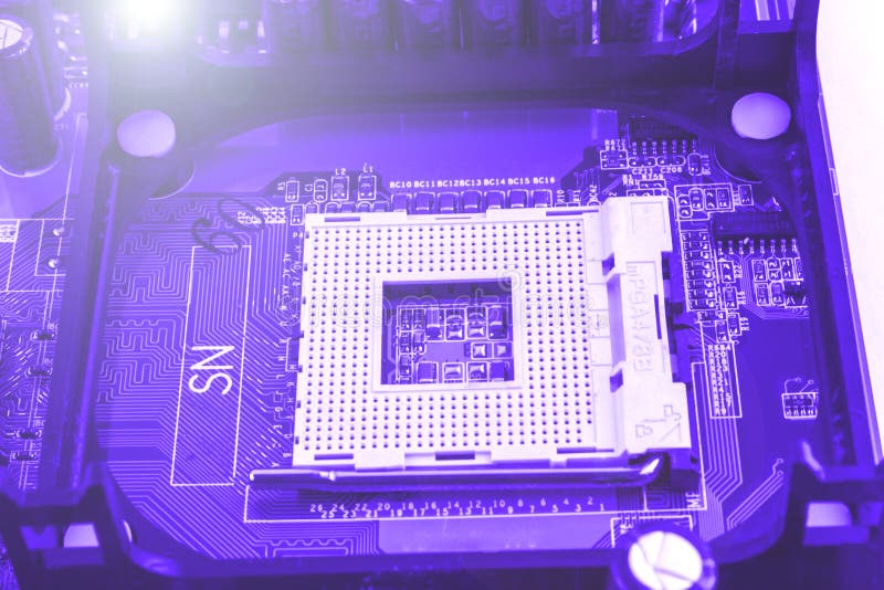 CPU Socket on a Computer Motherboard Macro Close Stock Image - Image of ...