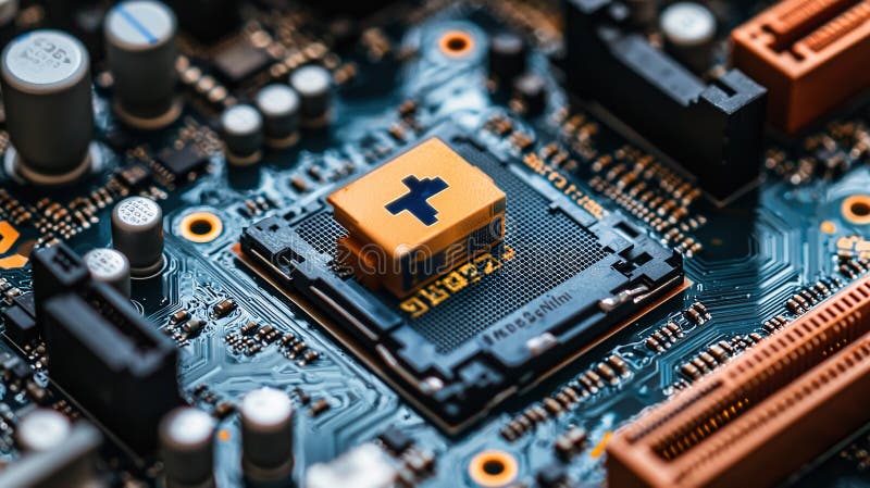 CPU Socket on Motherboard with Components, Close-up, for Tech Projects ...