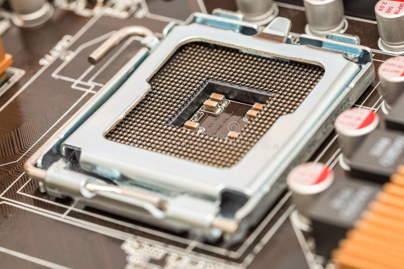 CPU Socket on Motherboard stock photo. Image of close - 50410798