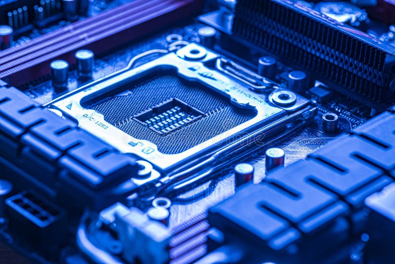 Cpu socket motherboard stock image. Image of microchip - 217004741