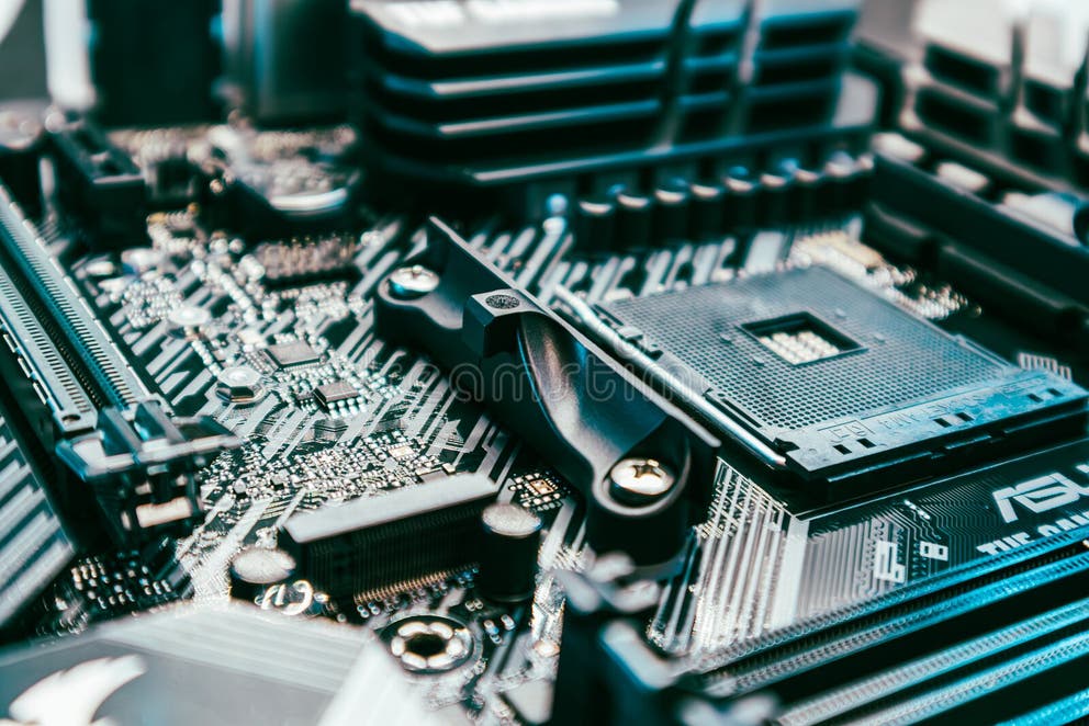 AM4 CPU Socket on Motherboard, Hardware Close-up Stock Photo - Image of ...