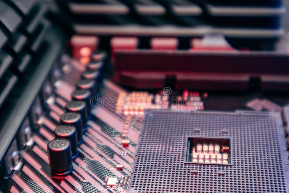 AM4 CPU Socket on Motherboard, Hardware Close-up Stock Image - Image of ...