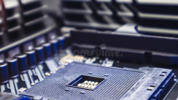 AM4 CPU Socket on Motherboard, Hardware Close-up Stock Image - Image of ...