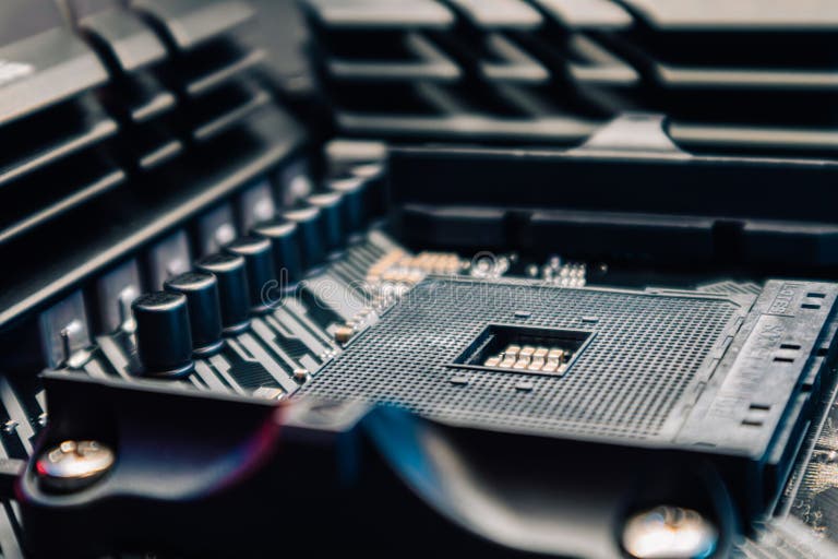 AM4 CPU Socket on Motherboard, Hardware Close-up Stock Photo - Image of ...