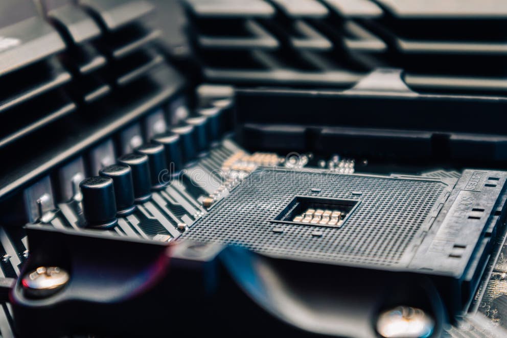 AM4 CPU Socket on Motherboard, Hardware Close-up Stock Photo - Image of ...