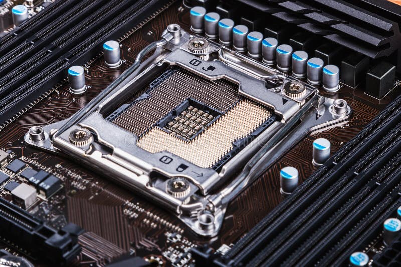 CPU Socket and Processor on the Motherboard Stock Image - Image of ...