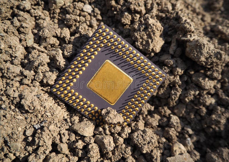 CPU on the soil stock image. Image of pattern, farm - 284976387
