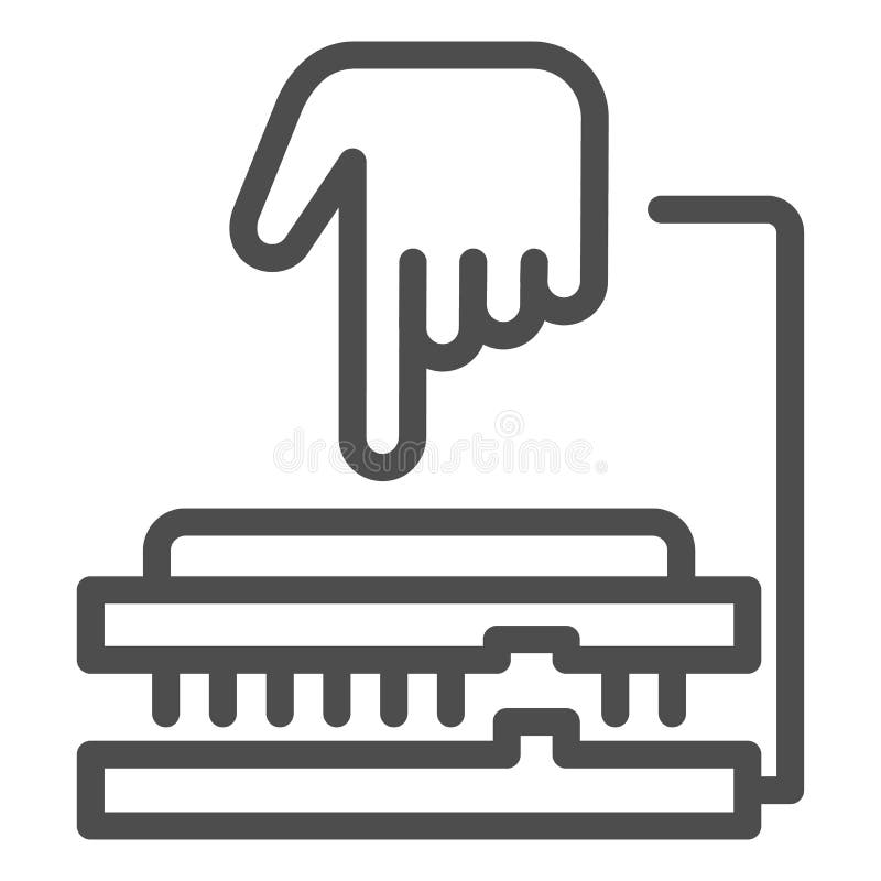 CPU Soket Line and Solid Icon. Processor Integrating To Board with Hand ...