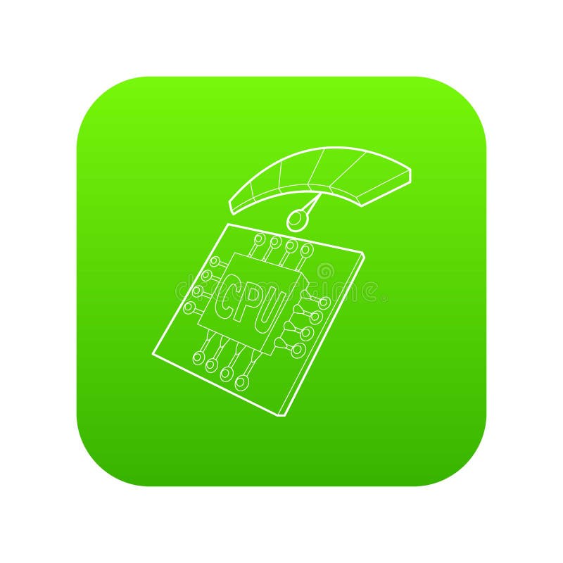 CPU and Temperature Gauge Icon Green Vector Stock Vector - Illustration ...