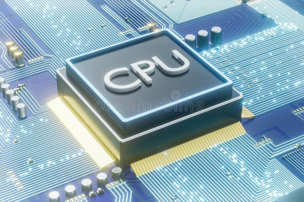 CPU Text on Computer Printed Circuit Board Stock Illustration ...
