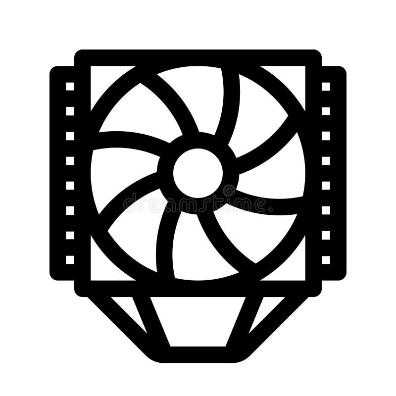 CPU Tower Cooler Icon. Air CPU Cooler PC Hardware Component. Outline ...