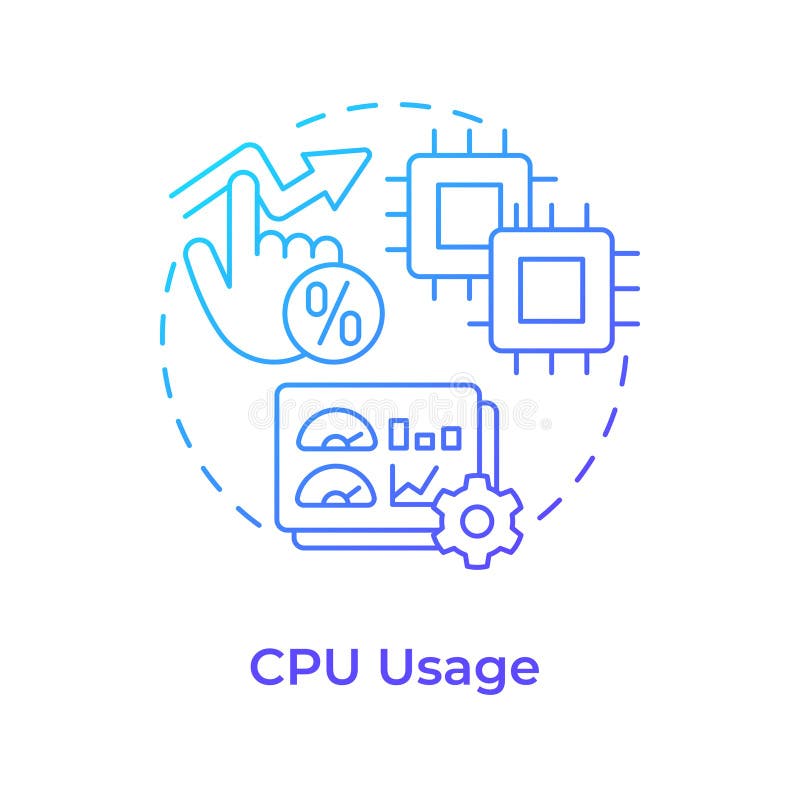 CPU Usage Blue Gradient Concept Icon Stock Illustration - Illustration ...