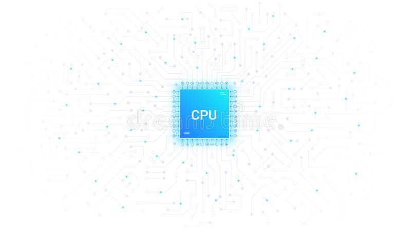 CPU white poster vector stock illustration. Illustration of technology ...