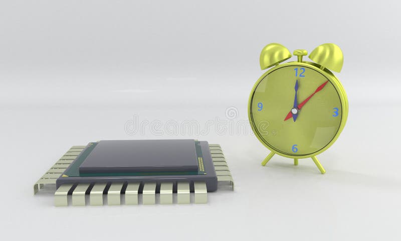 CPU y reloj, 3d stock de ilustración. Ilustración de digital - 99612207