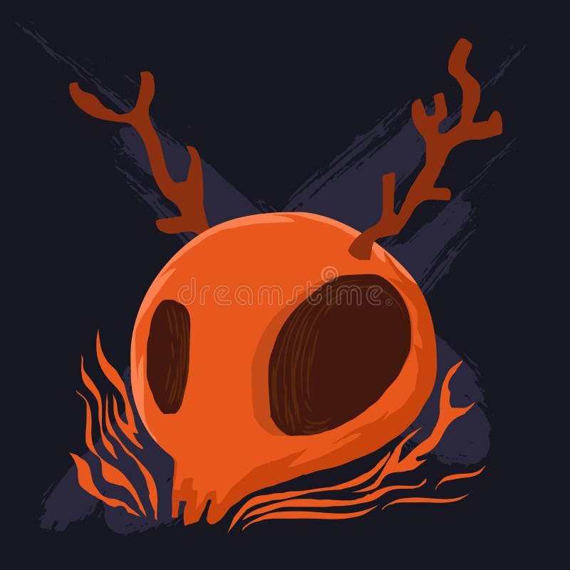 Cráneo y asta anaranjados ilustración del vector. Ilustración de ...