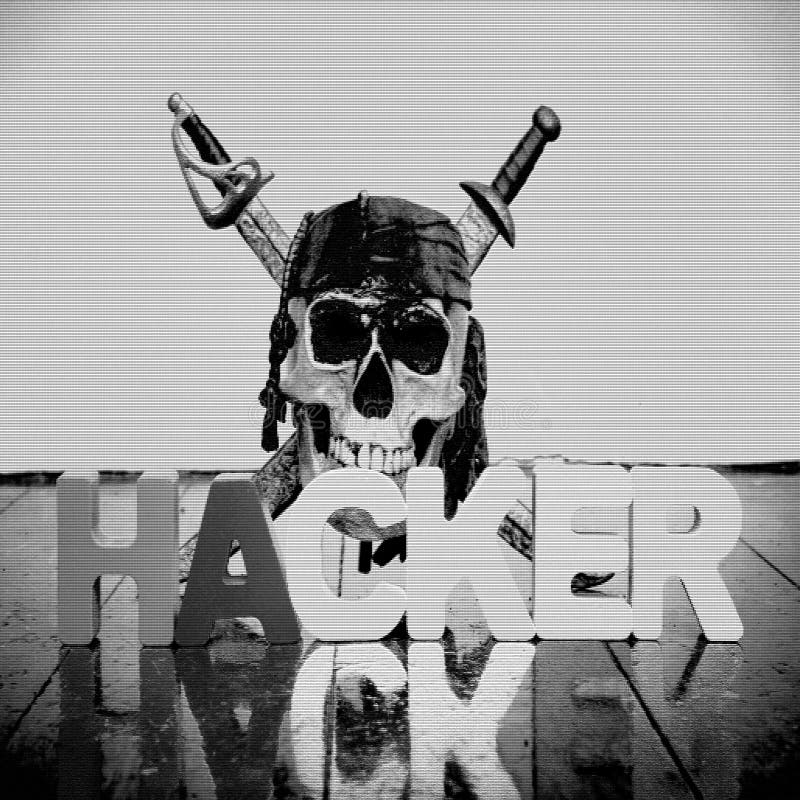 Crânio E Bósforos Com a Palavra HACKER Num Antigo Piso De Madeira ...