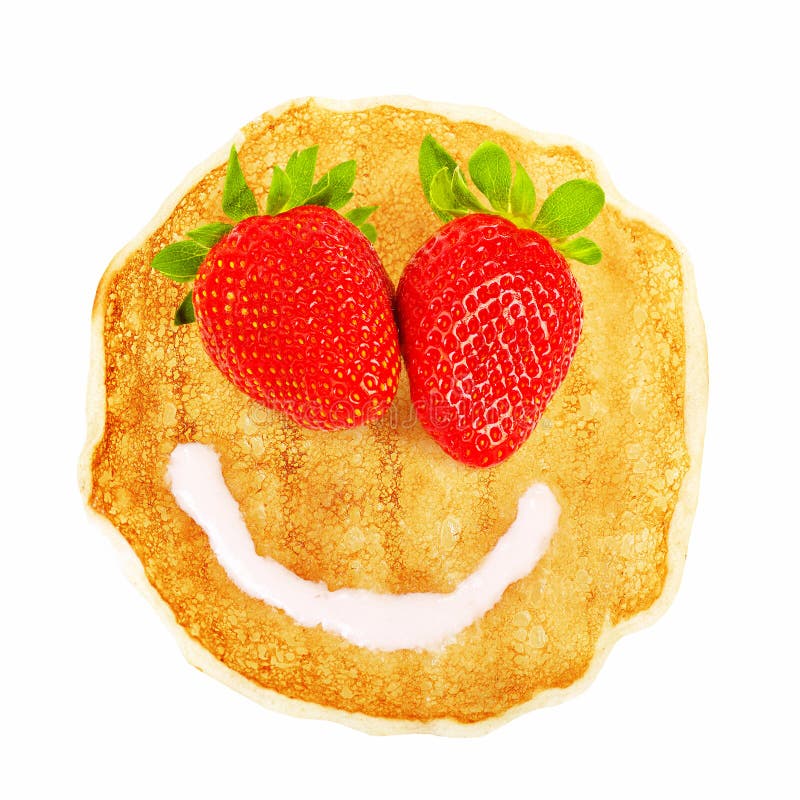 Mignon Pancake De Dessin Animé Avec Du Miel Et Un Visage Souriant ...