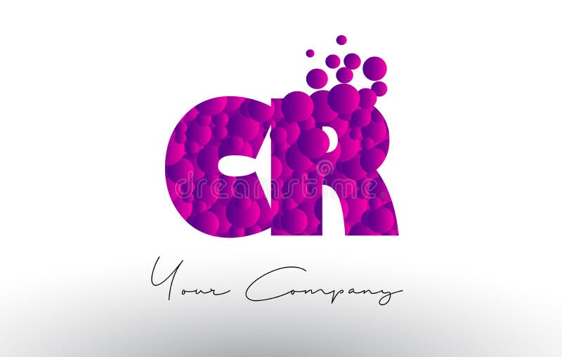 CR C R Dots Letter Logo with Purple Bubbles Texture. Stock Vector ...