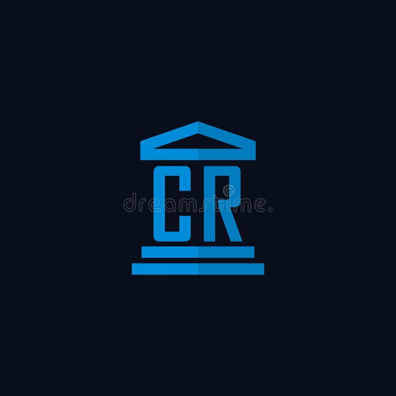 CR Initial Logo Monogram with Simple Courthouse Building Icon Design ...