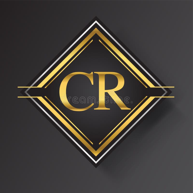 CR Letter Logo in a Square Shape Gold and Silver Colored Geometric ...