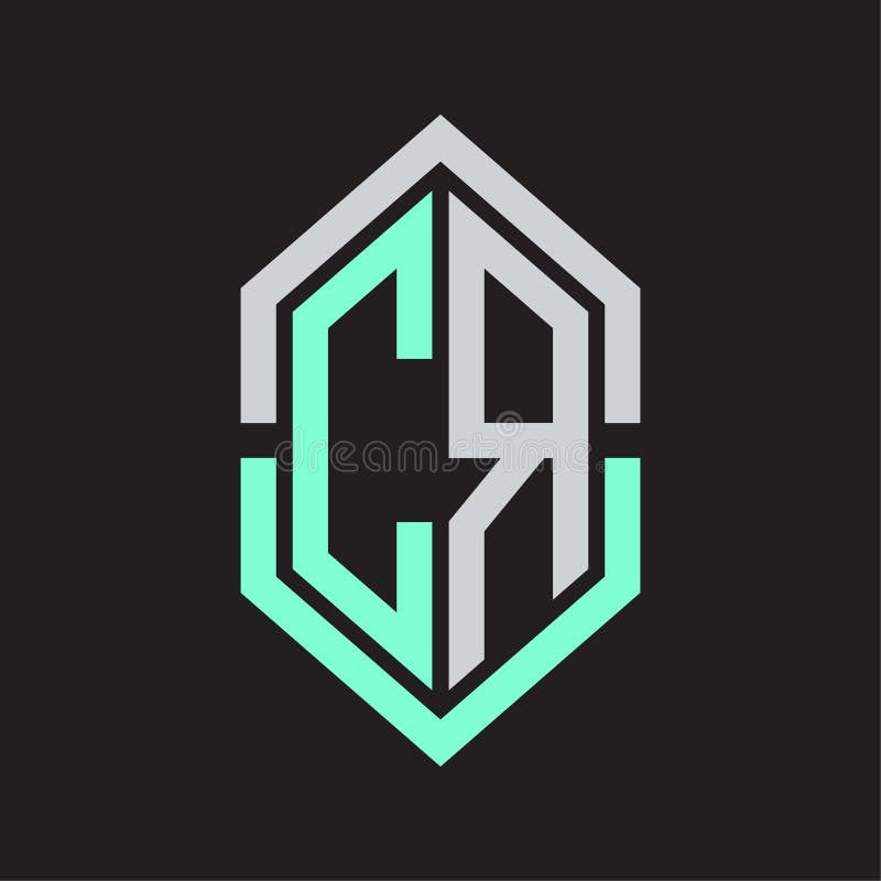 CR Logo Monogram with Hexagon Shape and Outline Slice Style Stock ...