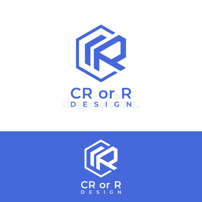 CR or R Monogram with Hexagon Concept Logo Design Stock Vector ...