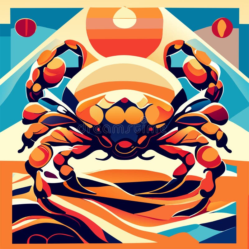 Crab on Abstract Background. Vector Illustration in a Flat Style Stock ...