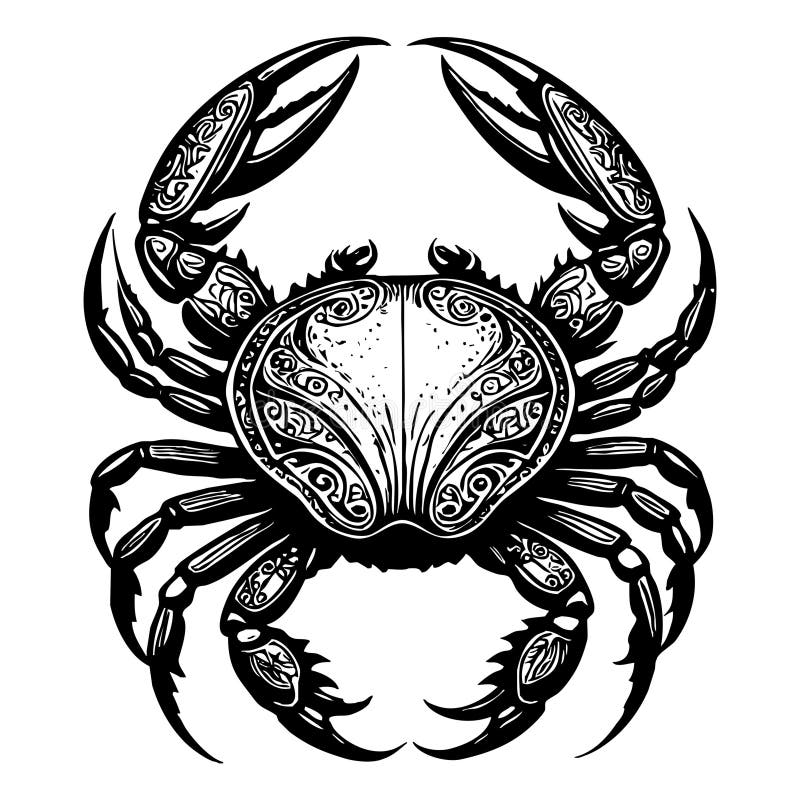 Crab . Black and White Line Art. Abstract Shape Stock Illustration ...
