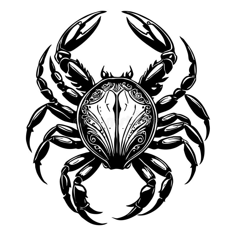 Crab . Black and White Line Art. Abstract Shape Stock Illustration ...