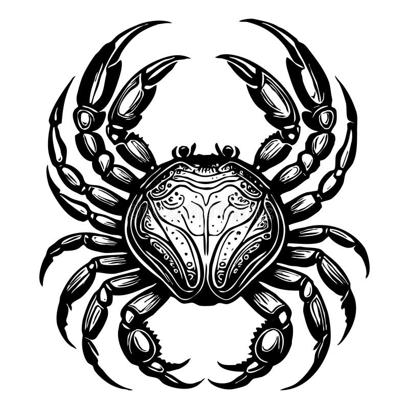 Crab . Black and White Line Art. Abstract Shape Stock Illustration ...