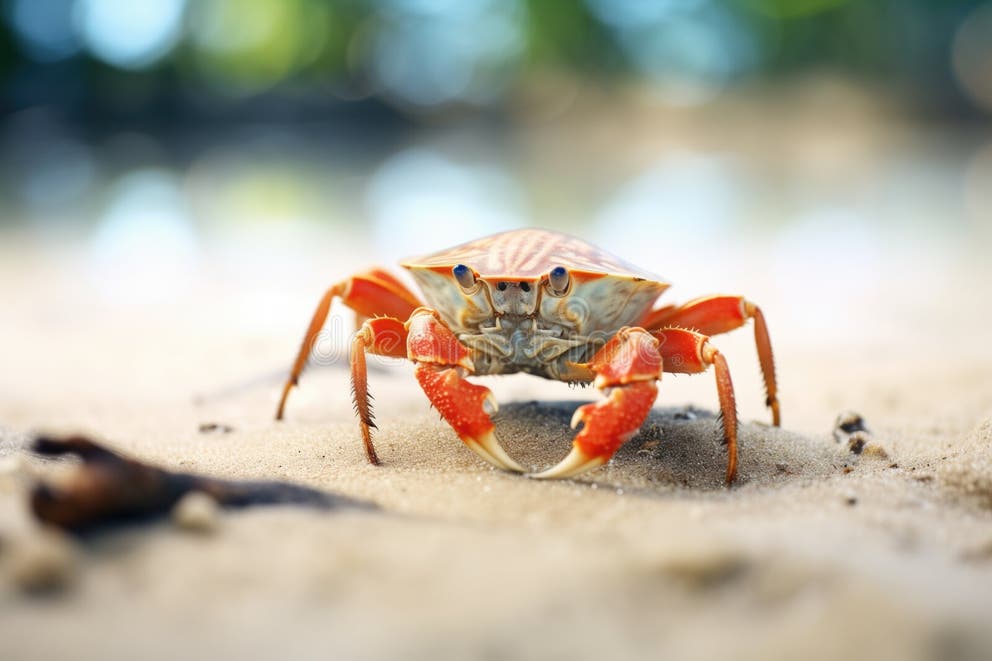 Crab burrowing into sand stock photo. Image of fauna - 301945012