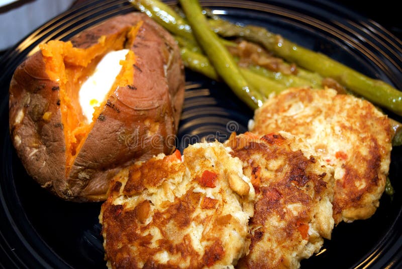 Crab Cake Dinner stock image. Image of healthy, fish - 10246447
