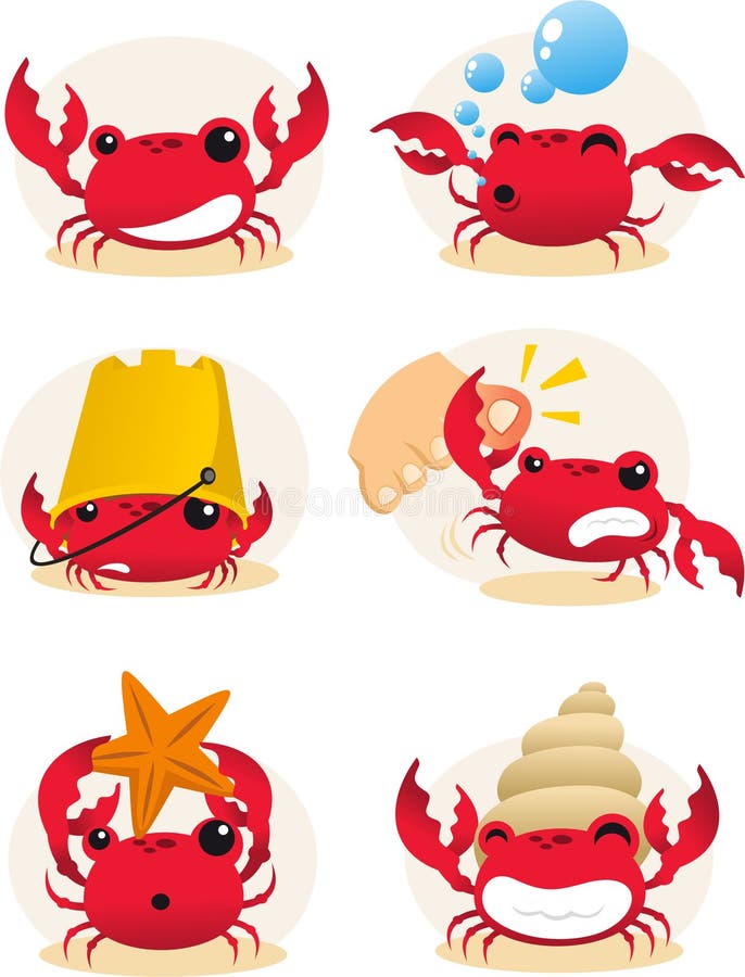 Crab cartoon set stock illustration. Illustration of animated - 46720396