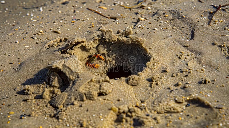 A Crab is Digging a Hole in the Sand Stock Photo - Image of digging ...