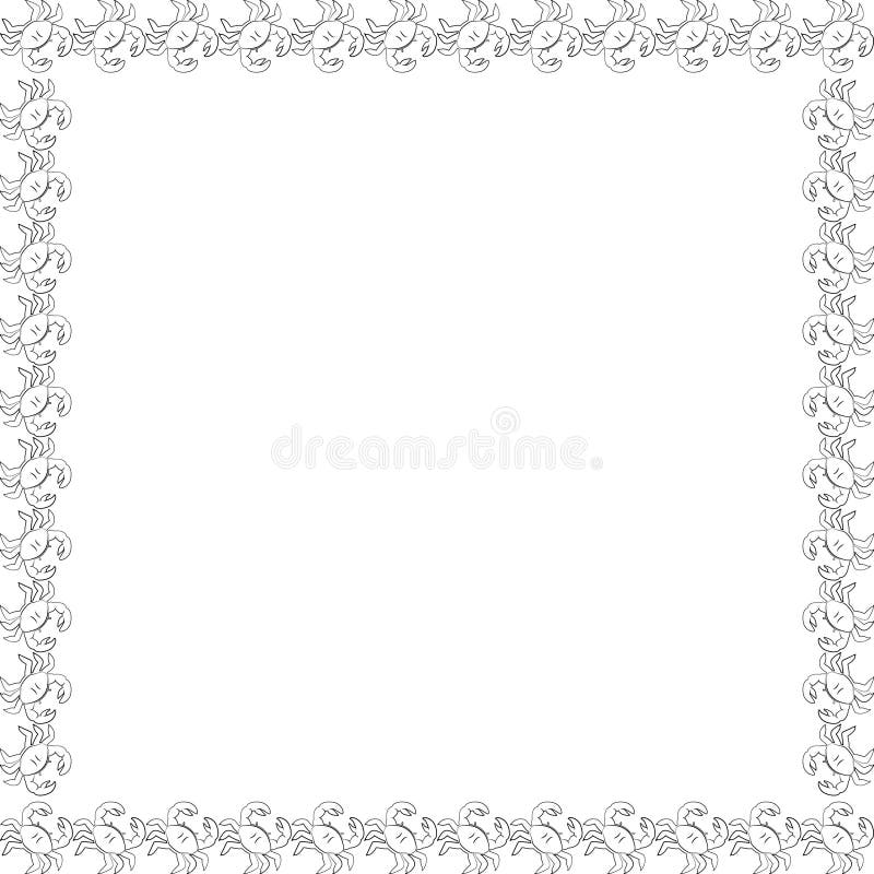 Crab Frame. Colorful Doodle Maritime Template Stock Illustration ...