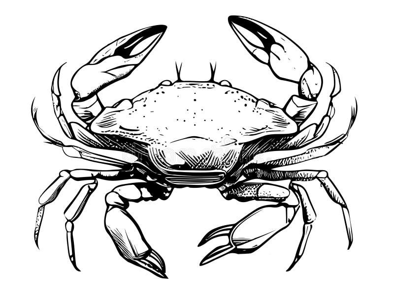 Crab Hand Drawn Sketch Vector Illustration Sea Animals Stock ...