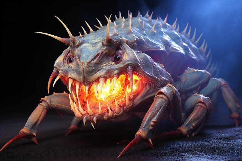 Crab Head on a Dark Background with a Fire in the Mouth Stock ...