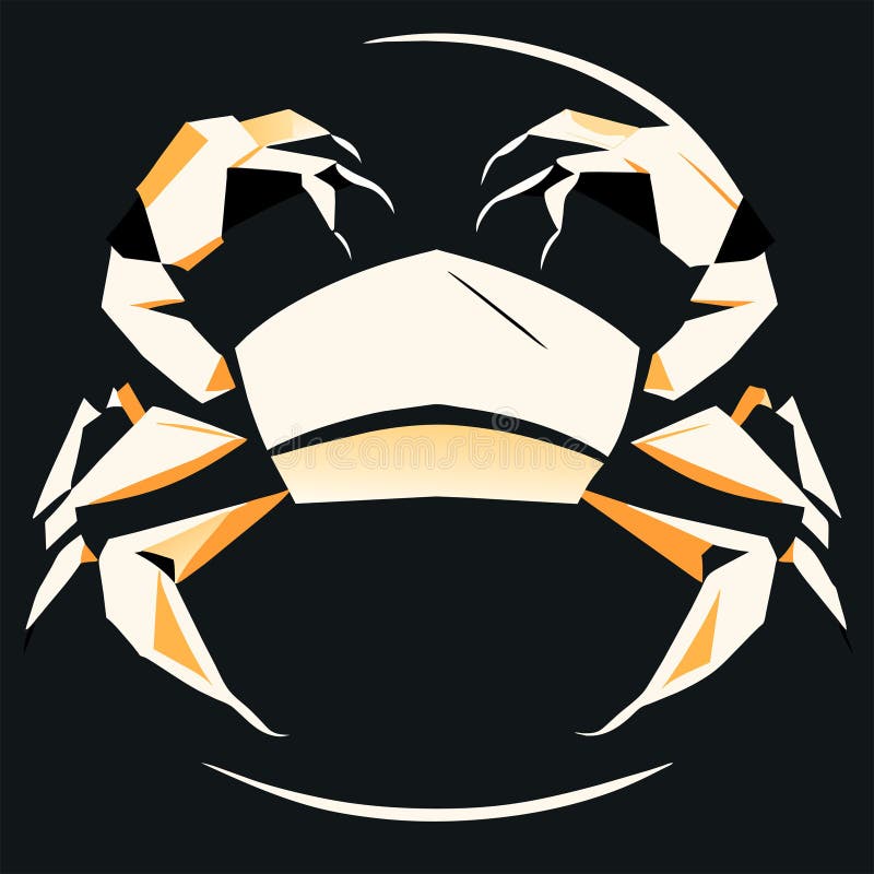Crab Head Vector Illustration Isolated on Black Background. Stylized ...