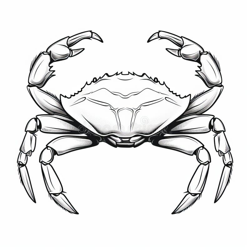 Clean and Sharp Inking: Minimalistic Symmetry of a Crab Drawing Stock ...