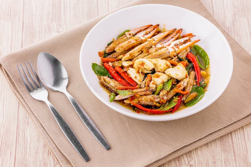 Crab meat fried basil stock photo. Image of plate, asia - 232828164