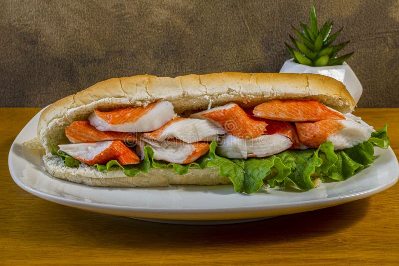 Crab Meat Sub with a Side of Potatochips Stock Image - Image of ...