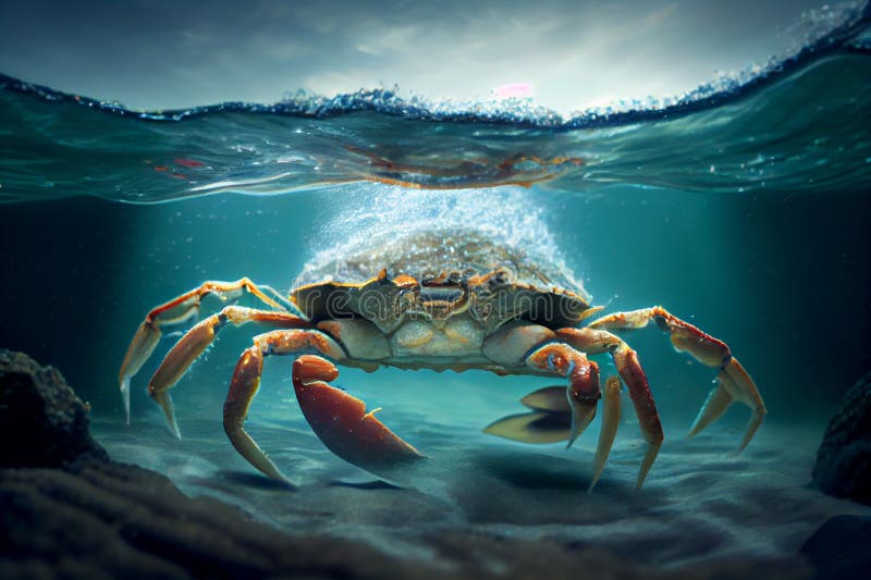 Crab in the Ocean. AI Generated Stock Illustration - Illustration of ...