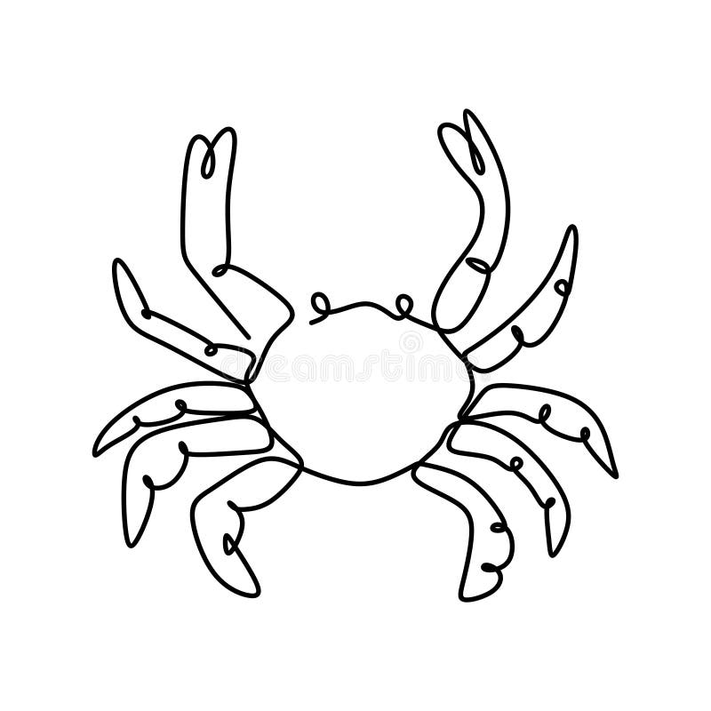 Crab One Line Drawing Minimalist Design Continuous Style Stock Vector ...