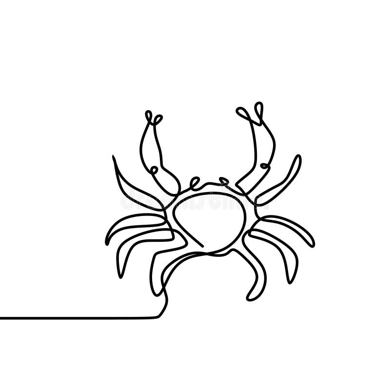 Crab One Line Drawing Minimalist Design Continuous Style Stock Vector ...