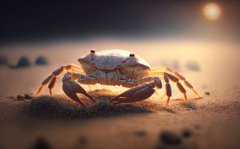 Crab on the Sea Beach, Sunny Day, Generative Ai Stock Illustration ...