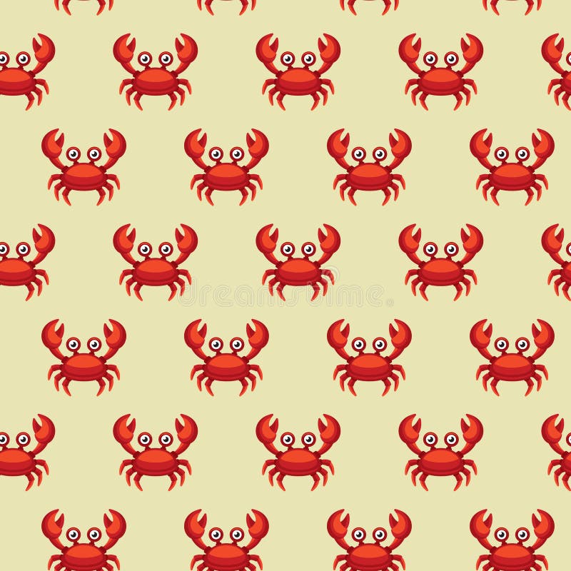 Crab Seamless Pattern on Sand Background. Vector Stock Vector ...