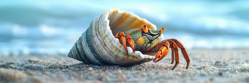 Crab in a Seashell stock image. Image of bivalve, beach - 371560545