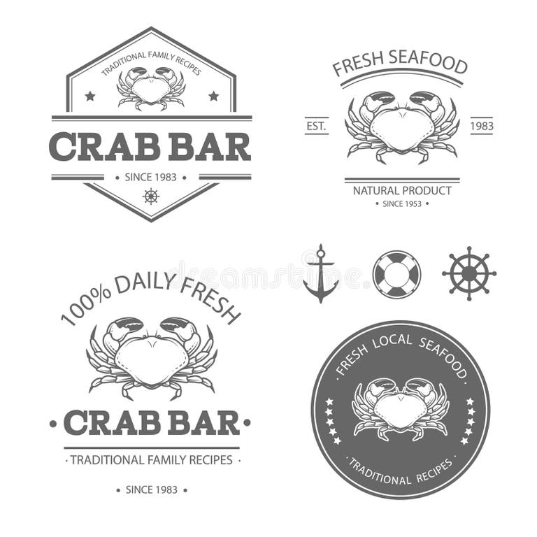 Crab set stock vector. Illustration of prawn, monochrome - 62178260